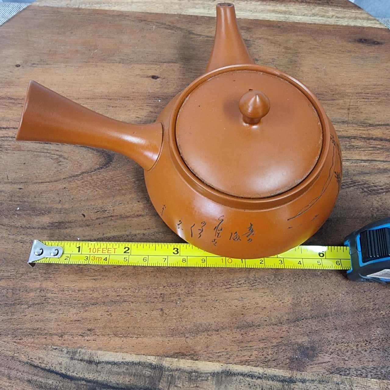 Vintage Hand Carved Clay Japanese Kyusu Teapot