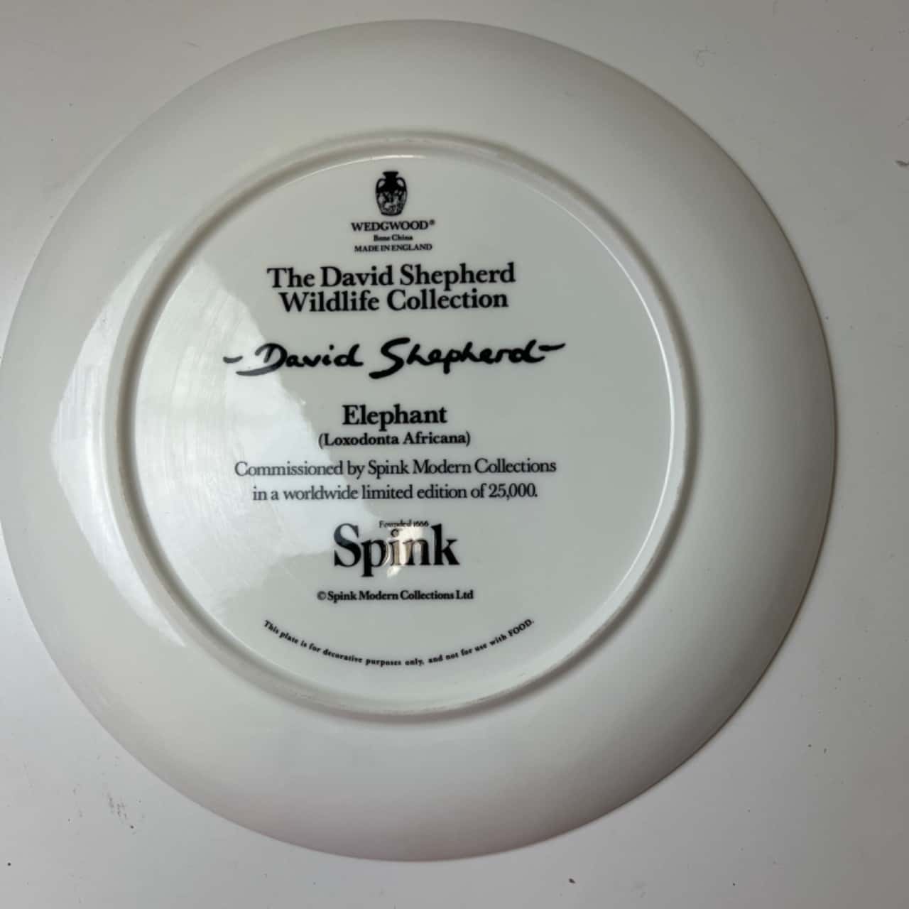 Wedgwood David Shepard wildlife collection Elephant plate(s) - Used ...