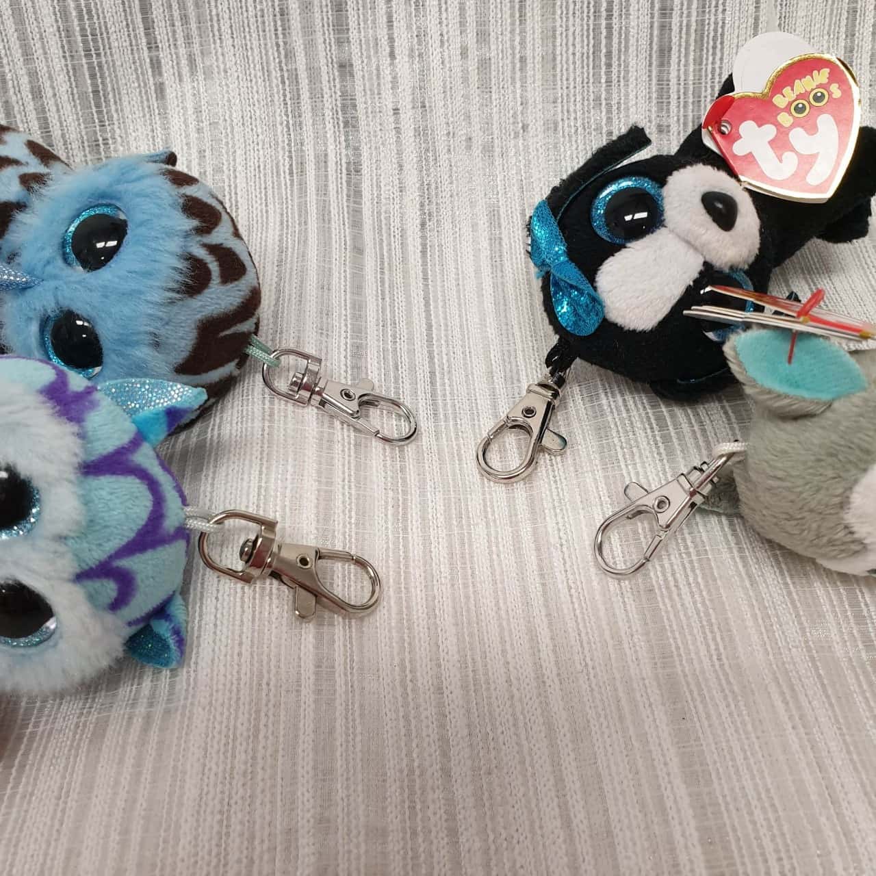 TY Beanie Boos 4 Cute Little Keyring Animal Owls & Puppies (Oscar ...
