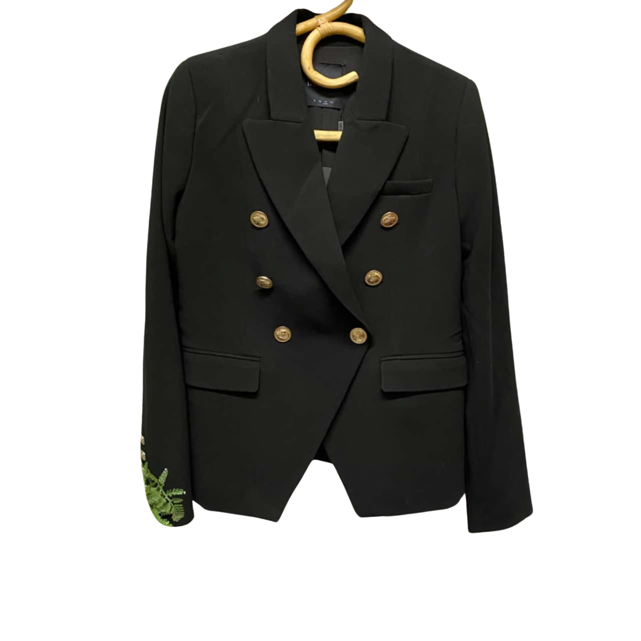 Decjuba Womens Size 12 Black Carly Blazer with Gold Buttons (s)