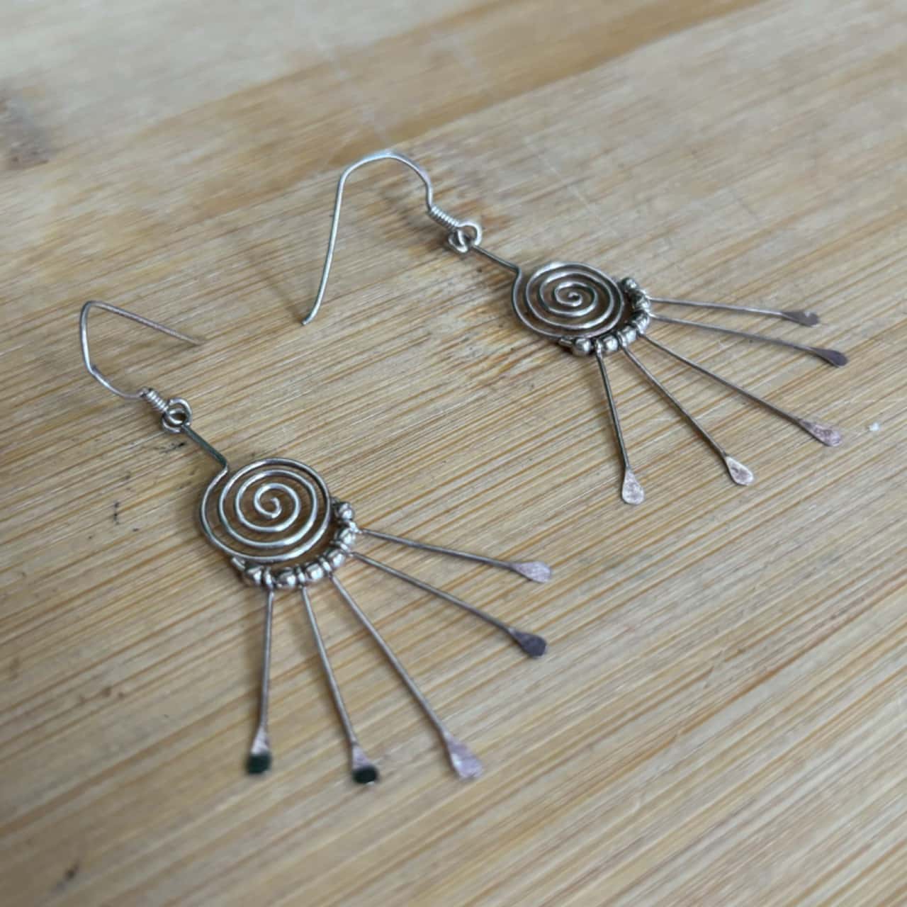 Aztec Style Silver Swirl Earrings (Stamped 925)