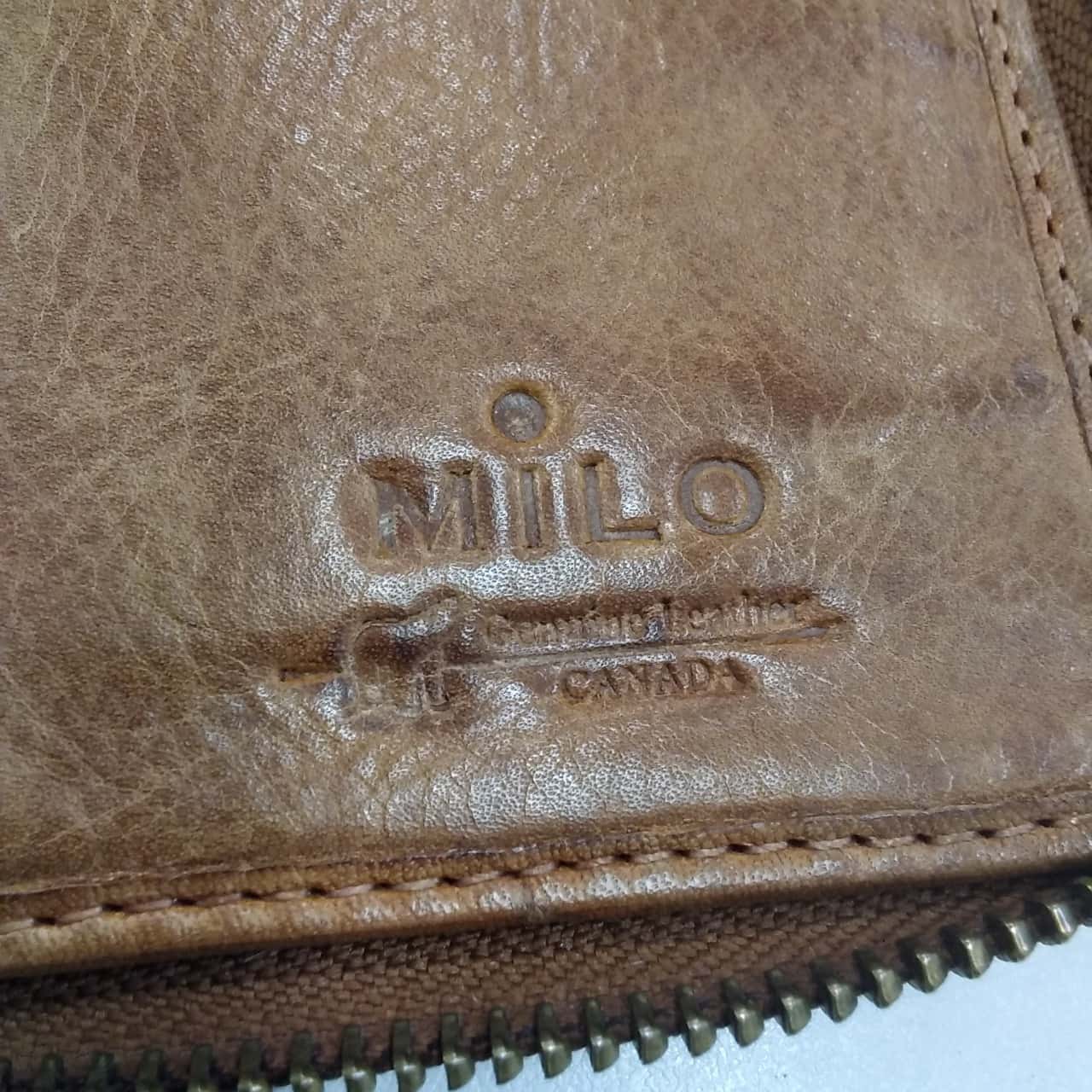 MILO Canada Brown Leather Weave Cross Body Wallet (281)(s)