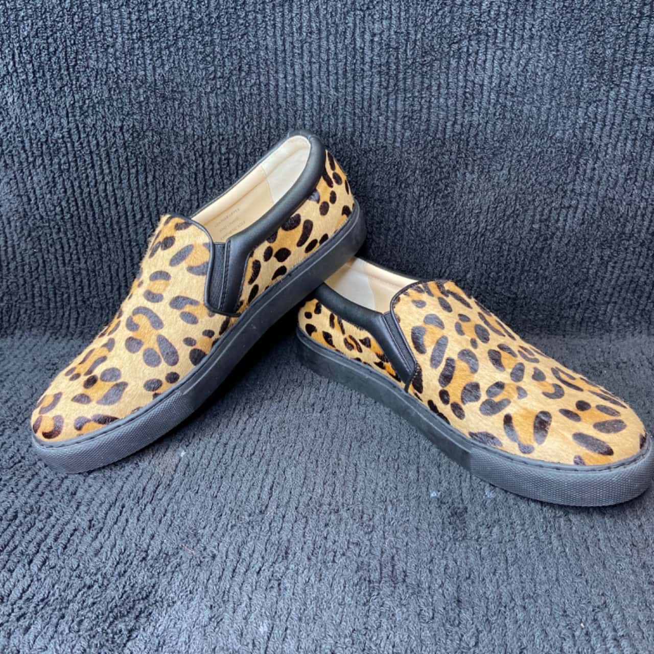 Oroton Womens Size 41 Pony Hair Leopard Loafers Animal print / Black (s)