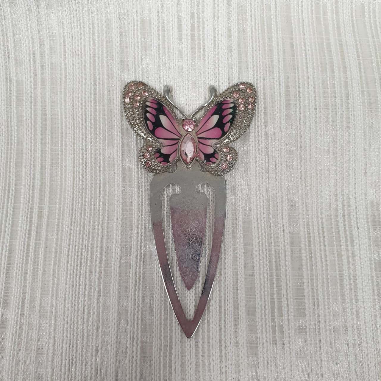 Gorgeous Diamante & Enamel Jewelled Silver Tone Butterfly Bookmark ...