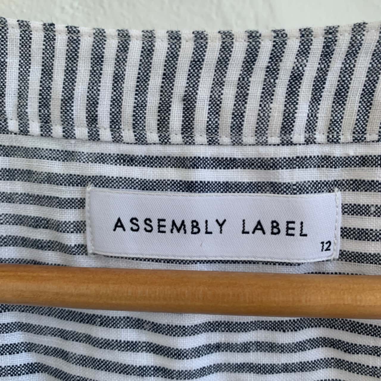 Assembly Label Size 12 Linen Striped Mini Dress (s)