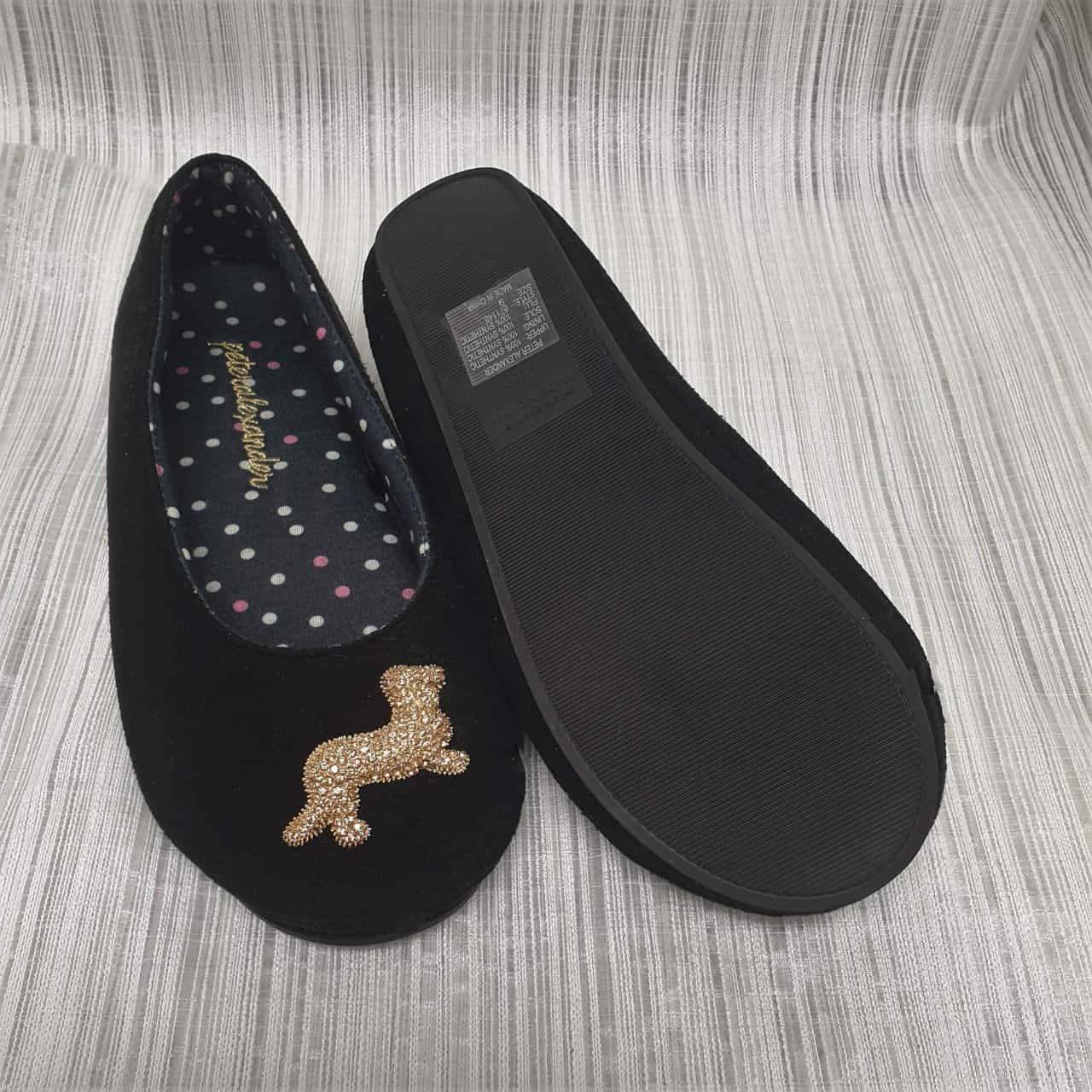 Peter Alexander Black Womens Couture Slippers / Shoes with Sparkle ...
