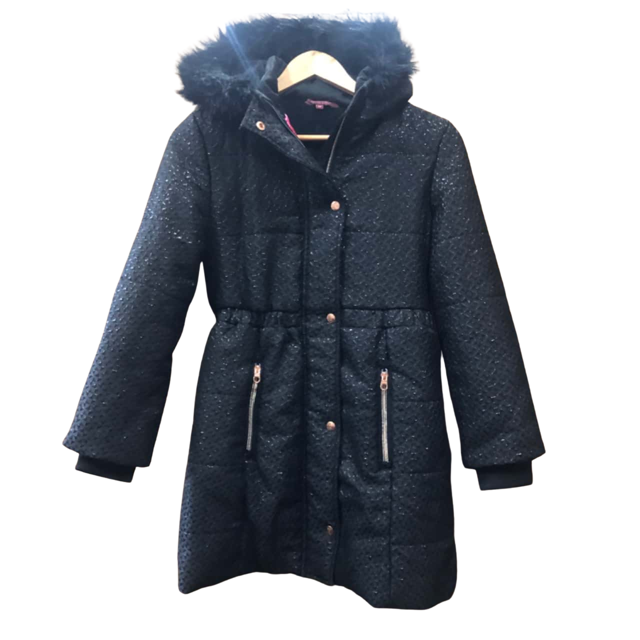 Ted Baker Black Puffer Coat With Hood Size 12(s)