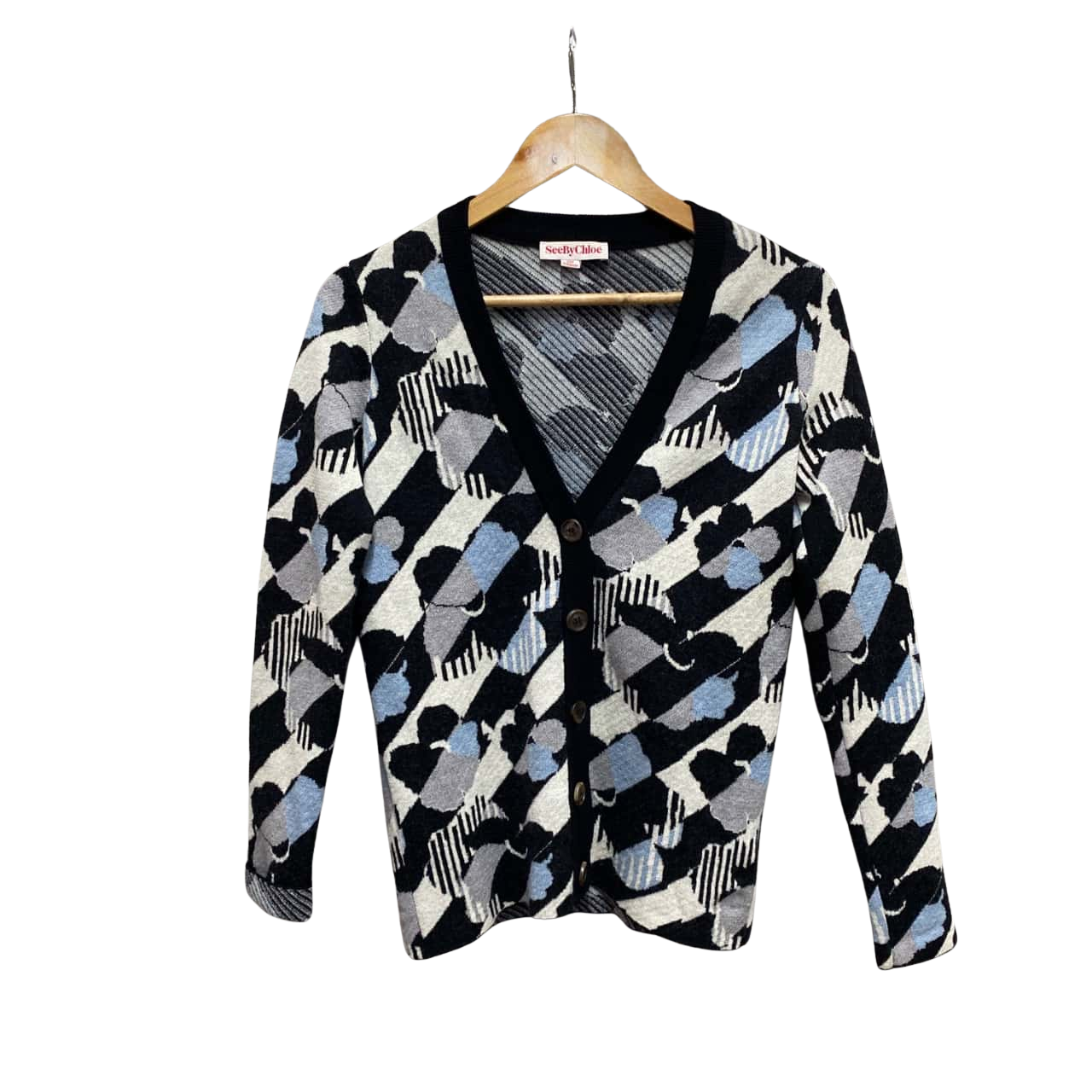 See By Chloé Womens Size 6 100% Wool Cardigan Multicoloured (s)