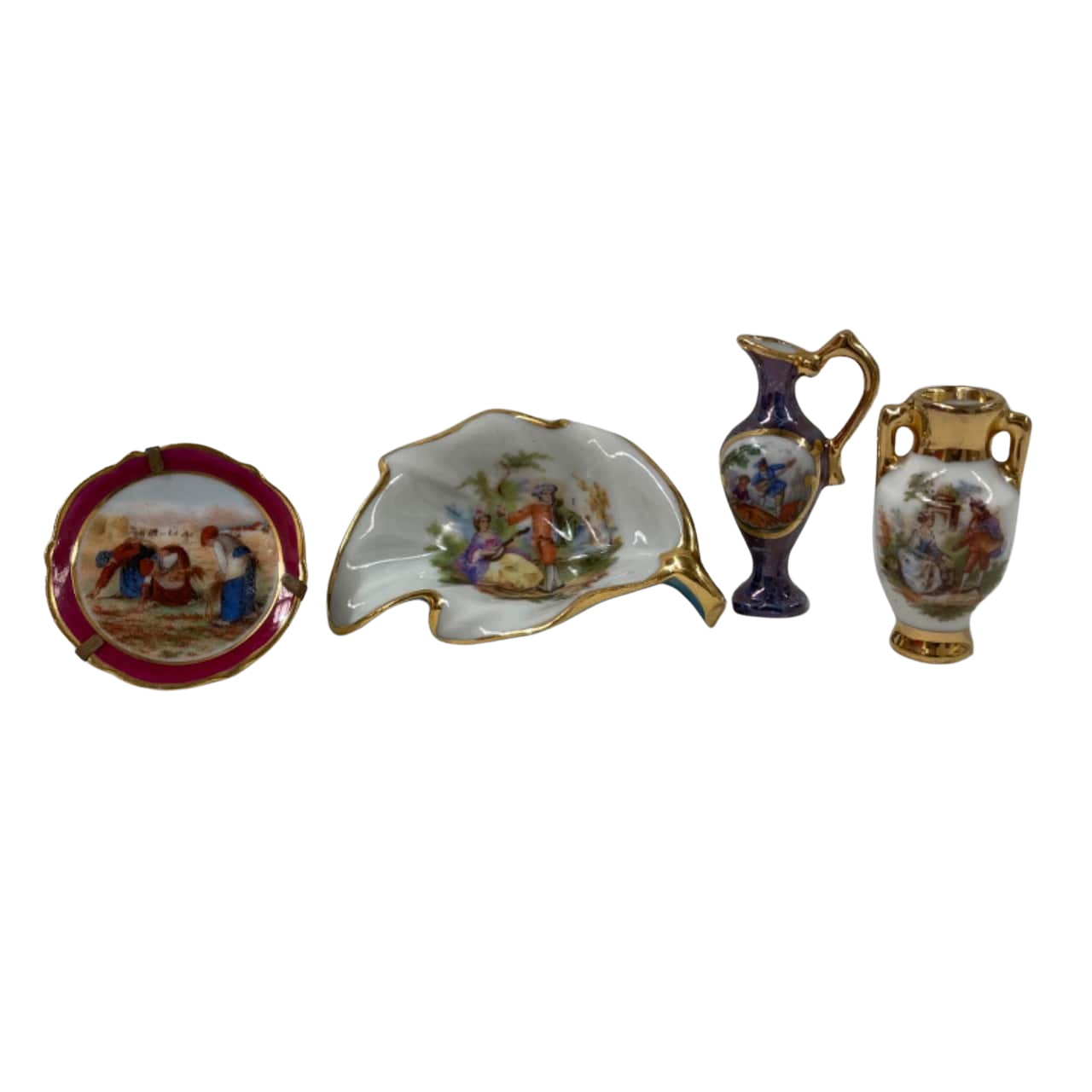 Limoges Collection of Miniatures- Leaf bowl, Plate with stand, Urn ...