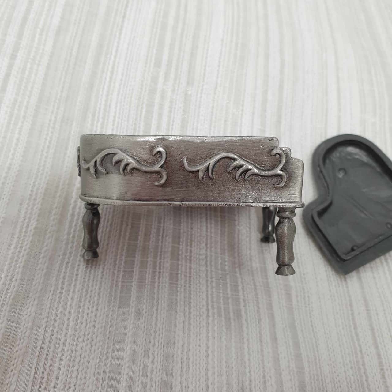 Super Cute Pewter Tone Piano Style Trinket Box With Padded Look /Lid ...