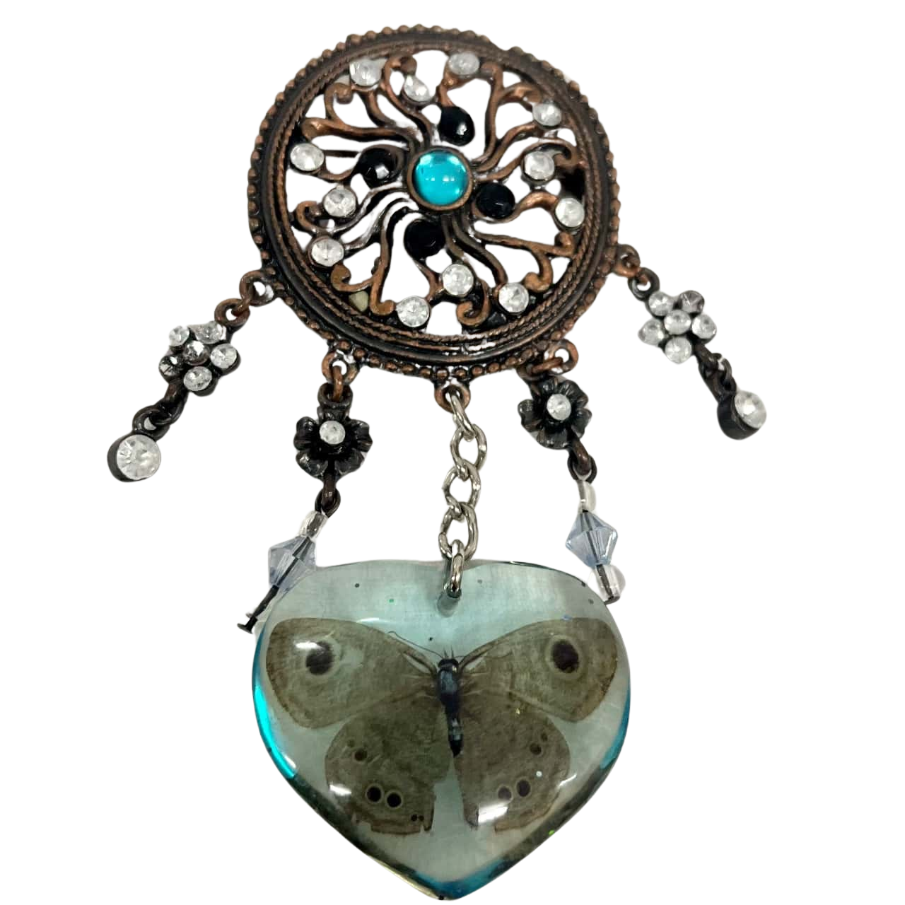 Unique brooch with moth love heart (s)