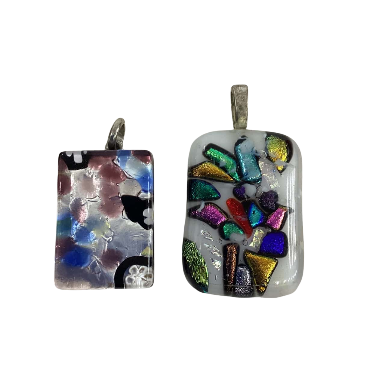 Lot of 2x Womens Pendants Multicoloured Art Glass