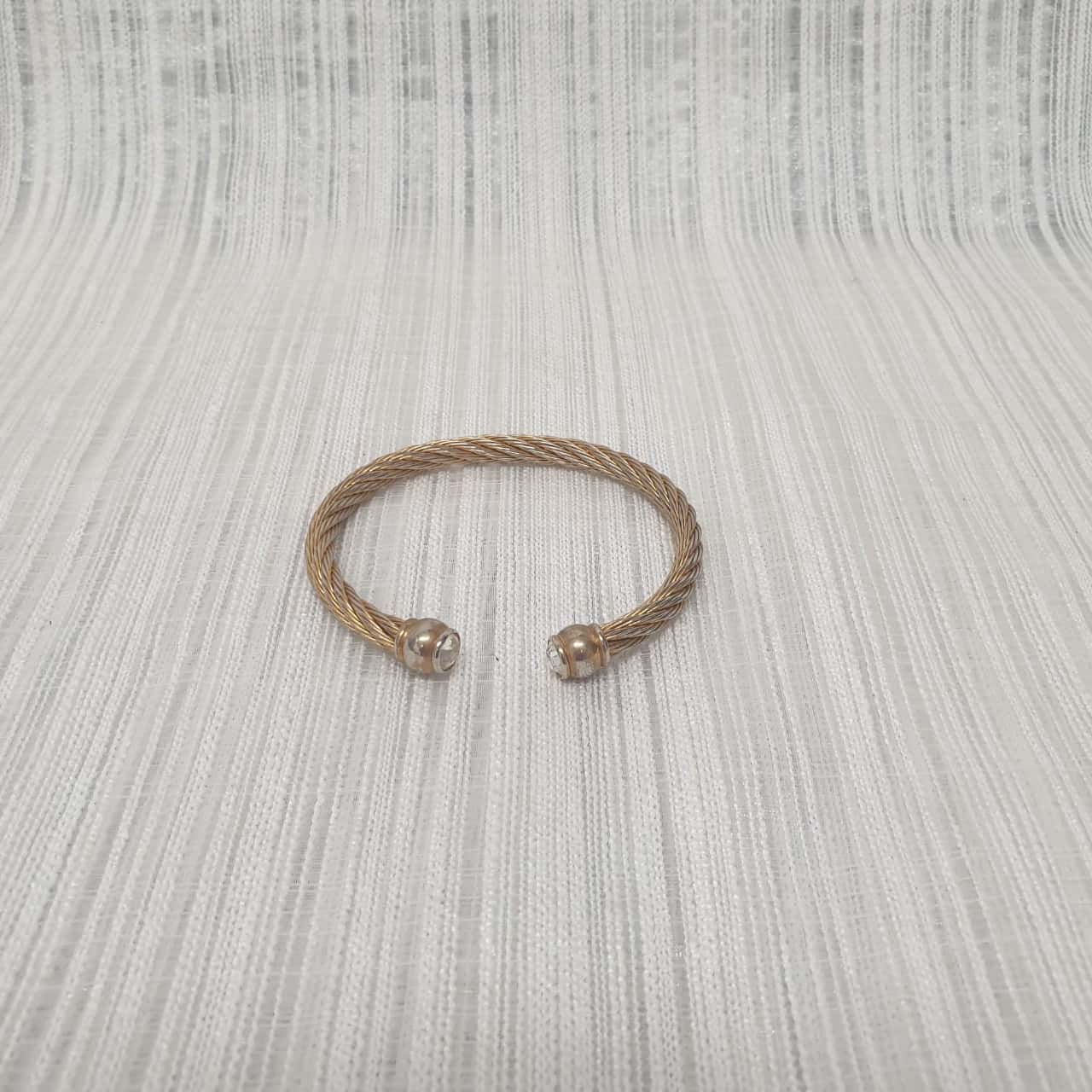 Gorgeous Classy Open Cuff Cable Rope Bangle With End Faceted Crystal ...