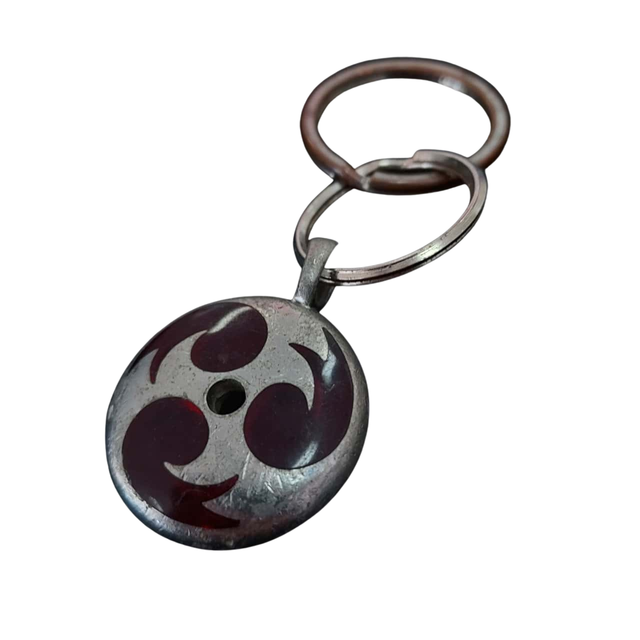 1990's Red Glass Keychain Australia Hallmark Silver Metal Good Luck ...