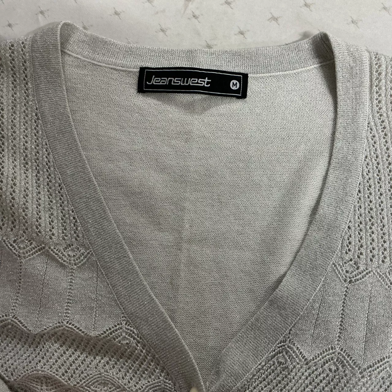 Jeanswest Womens Size M Pale Grey / Silver Metallic Fleck Lacy Pattern ...