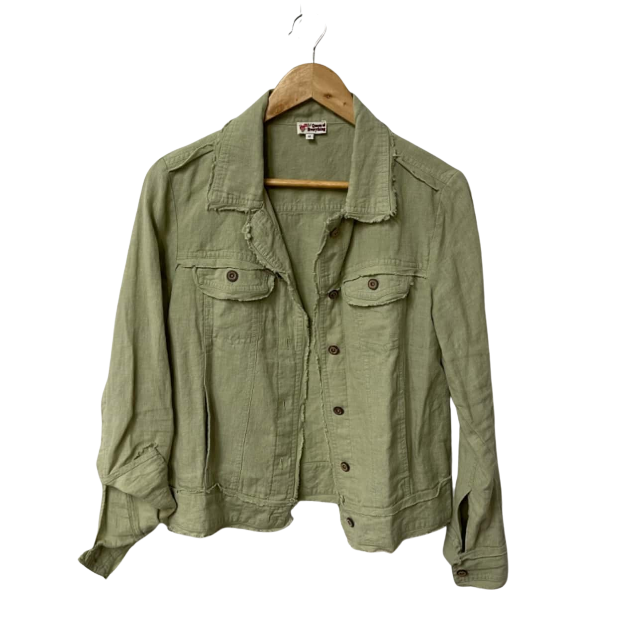 Queen of Everything Womens Size 0 Linen Button Up Green (s)