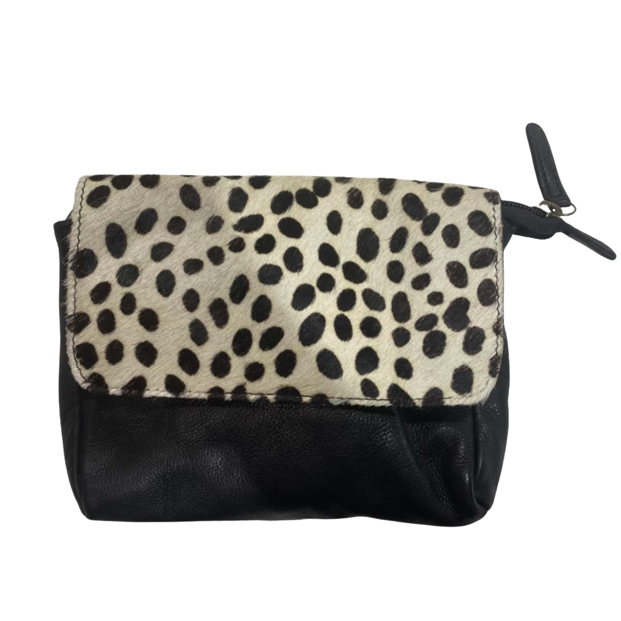 Dusky Robin Womens Black Spot Leather Lucie Bag/Clutch