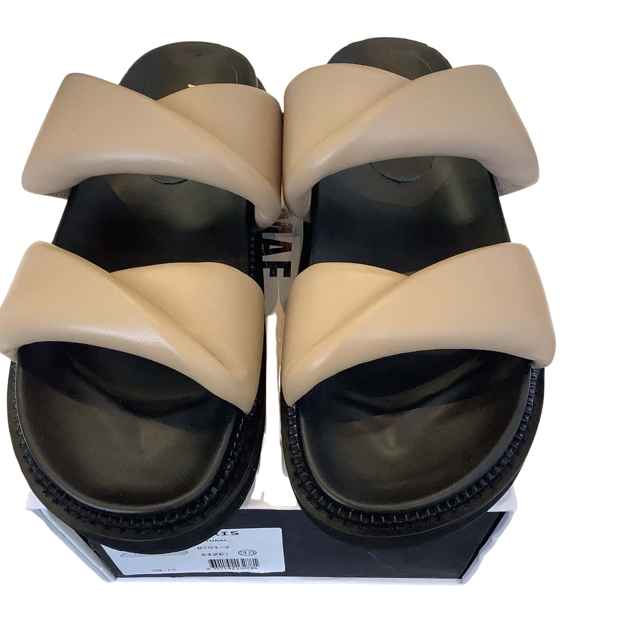 In Box Alias Mae Size EU 35 Paris Leather Slides Natural / Black(s ...