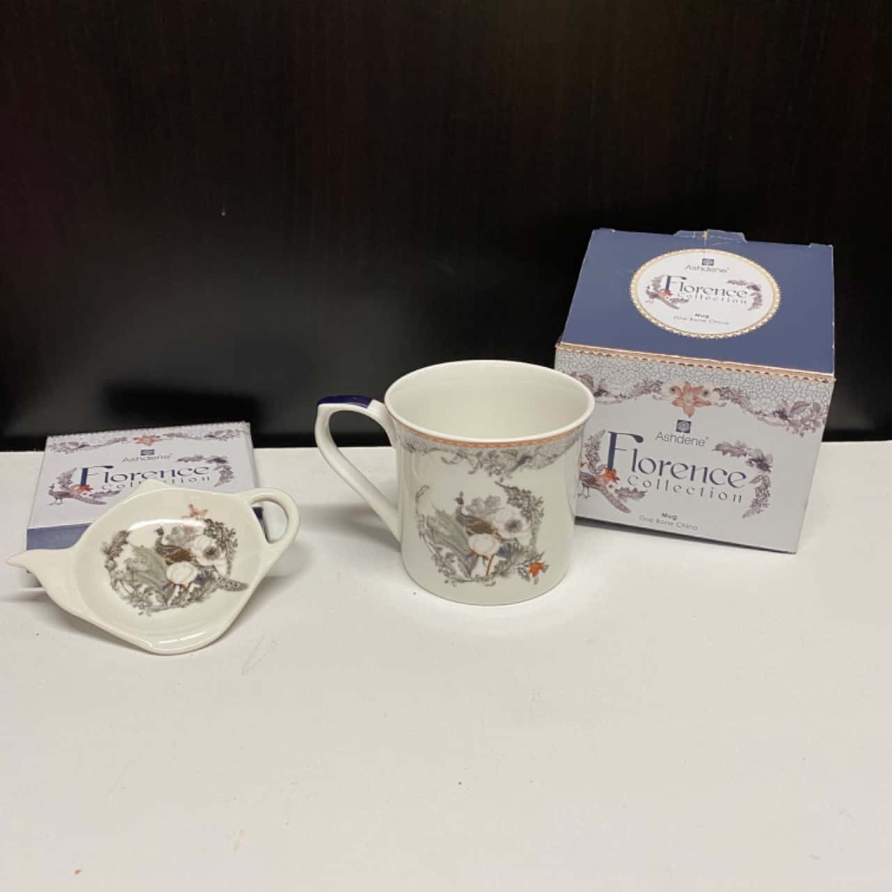 Ashdene Florence Collection Tea Bag Holder & Fine Bone China Mug