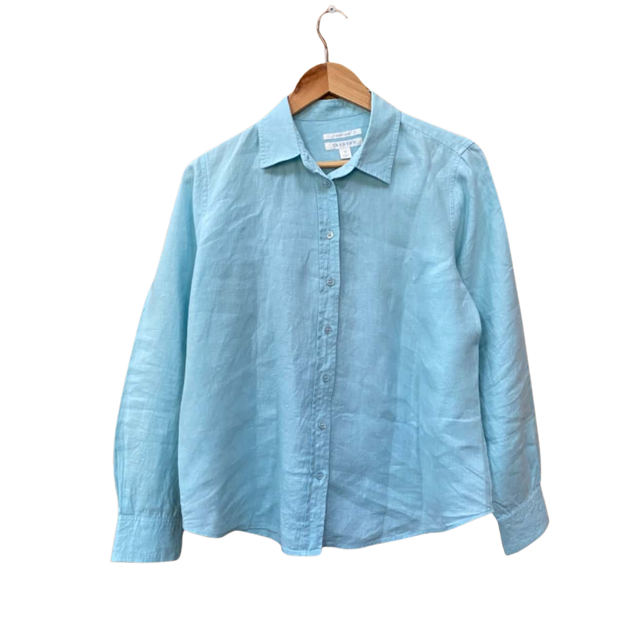 Trenery Turquoise Button Up Linen Shirt Size 12
