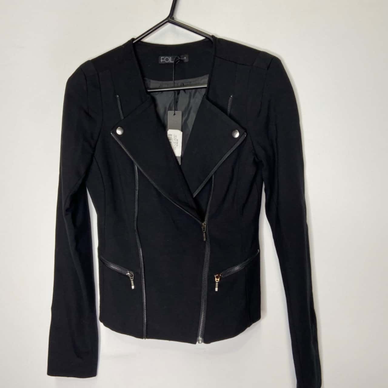 Foil Clothing Womens Size 8 Double Sided Zip Jacket Black BNWT RRP $159 ...