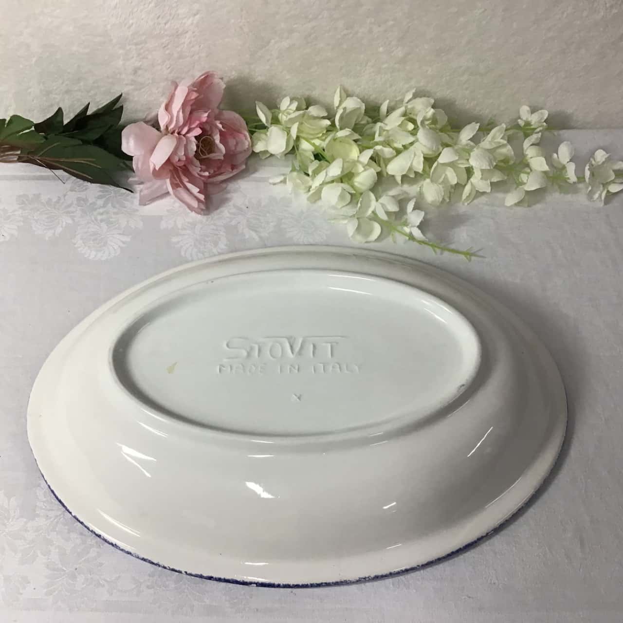 Stovit White / Multicoloured Fruit Pattern Large Oval Ceramic Dish