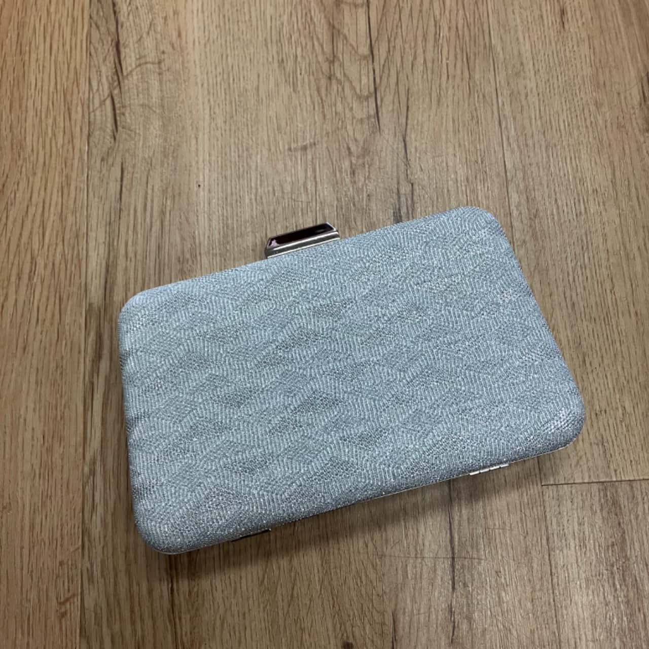 Gregory Ladner Silver Sparkle Clutch With Chain