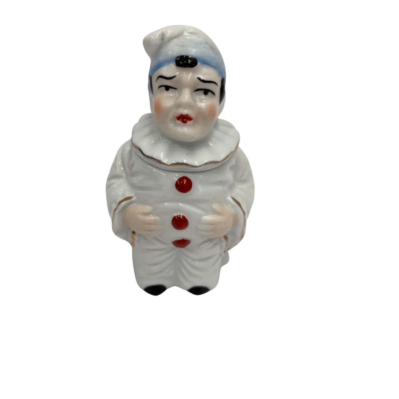 Art Deco Mustard Pot with EPNS Spoon. Pierrette Clown. 1920s-1930s(s)