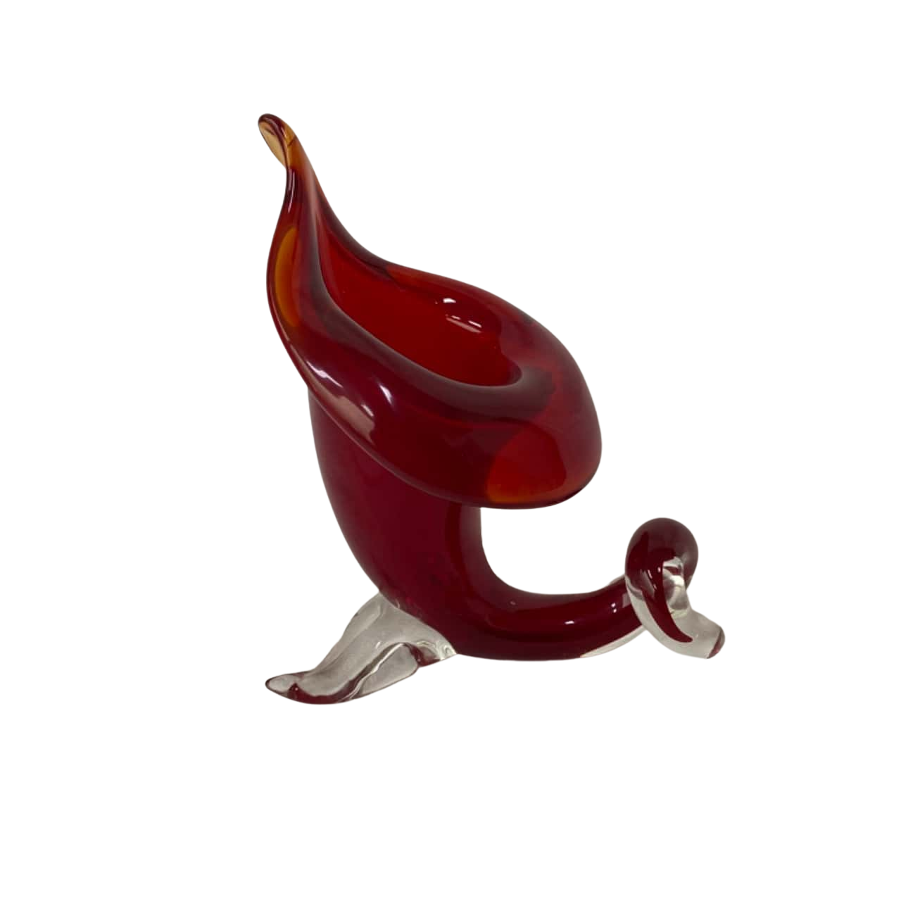 Murano Cornucopia Vase with Label