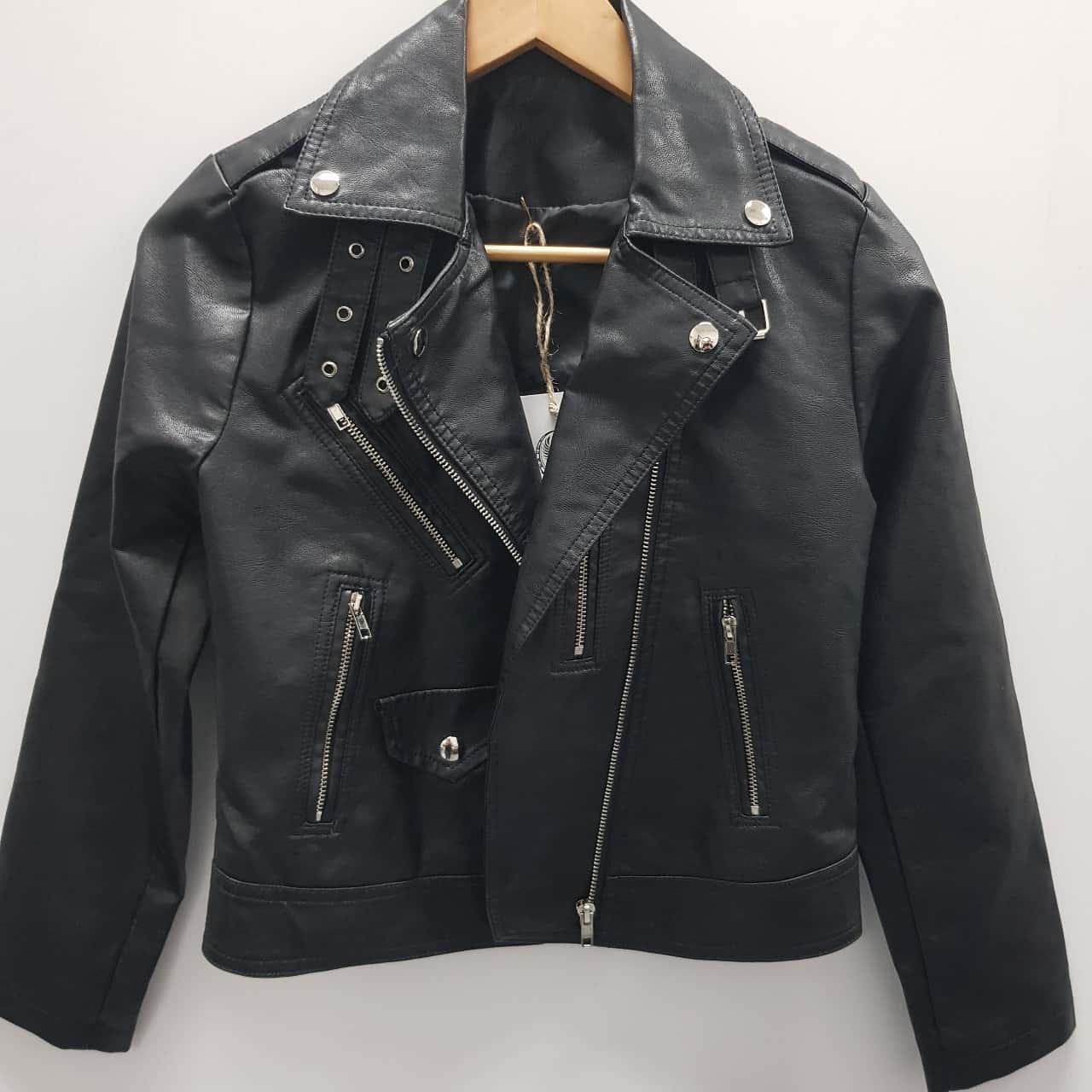 Funky Faux Leather Womens Size S Black Short Jacket(s)