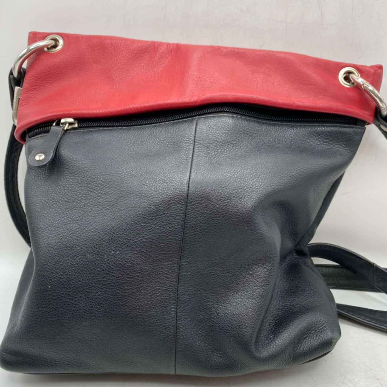 Franco Bonini Womens Leather Cross Body Bag Black / Red (s)