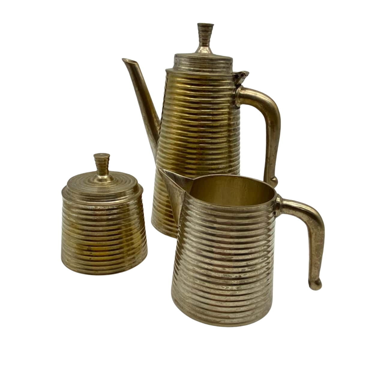 Unique Metal Coffee Pot with Jug & Sugar Bowl