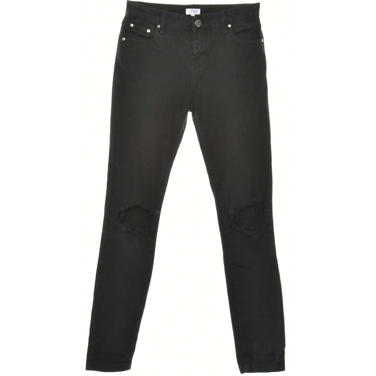 Tobi Womens Size 25 Rip Skinny Jeans Black