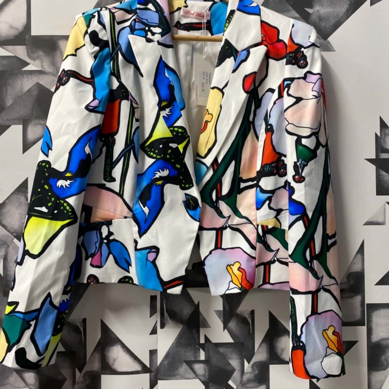 Pink Ruby Size 14 Multicoloured abstract jacket new (s)
