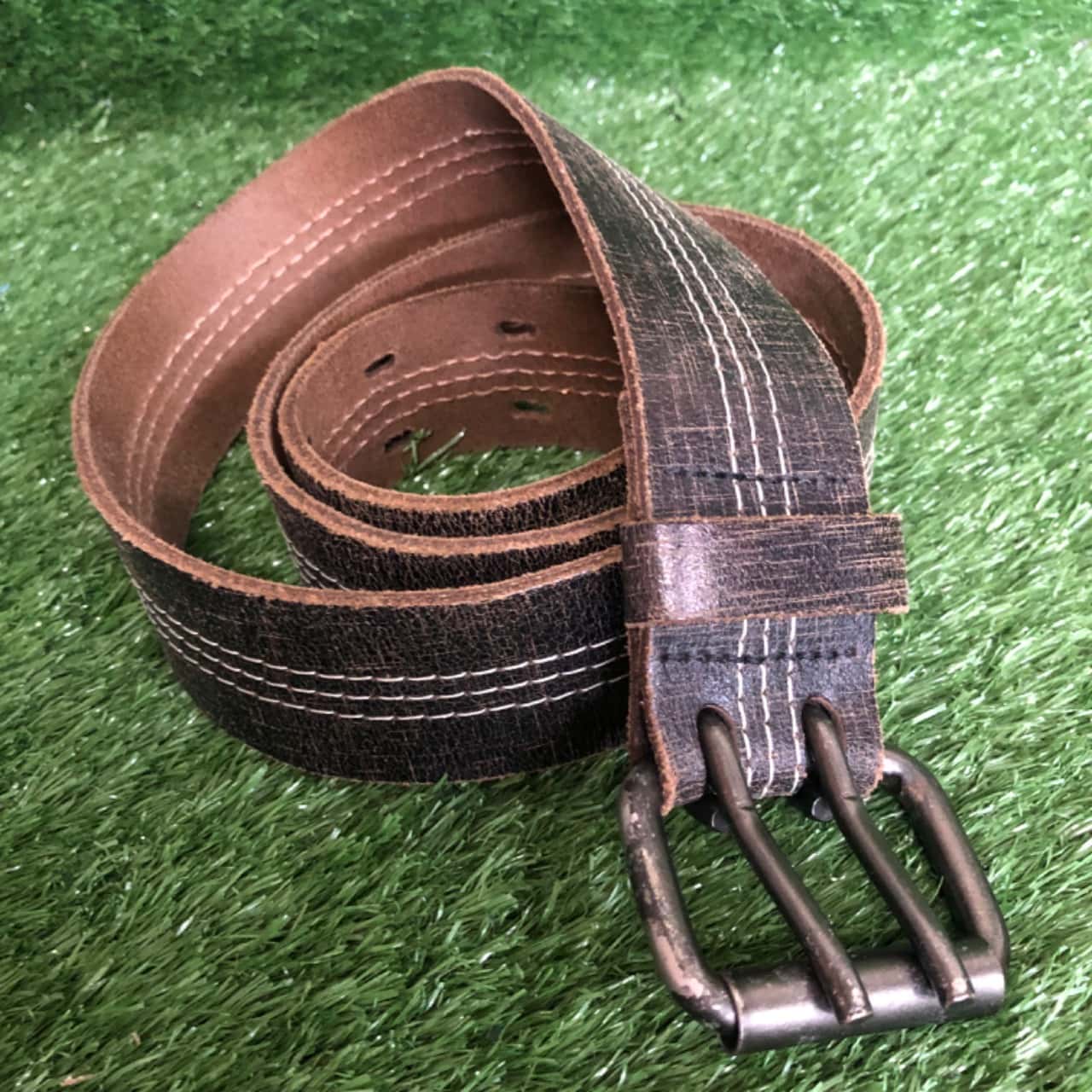 Aldo Chocolate Brown Belt With Stitching Size M (s)