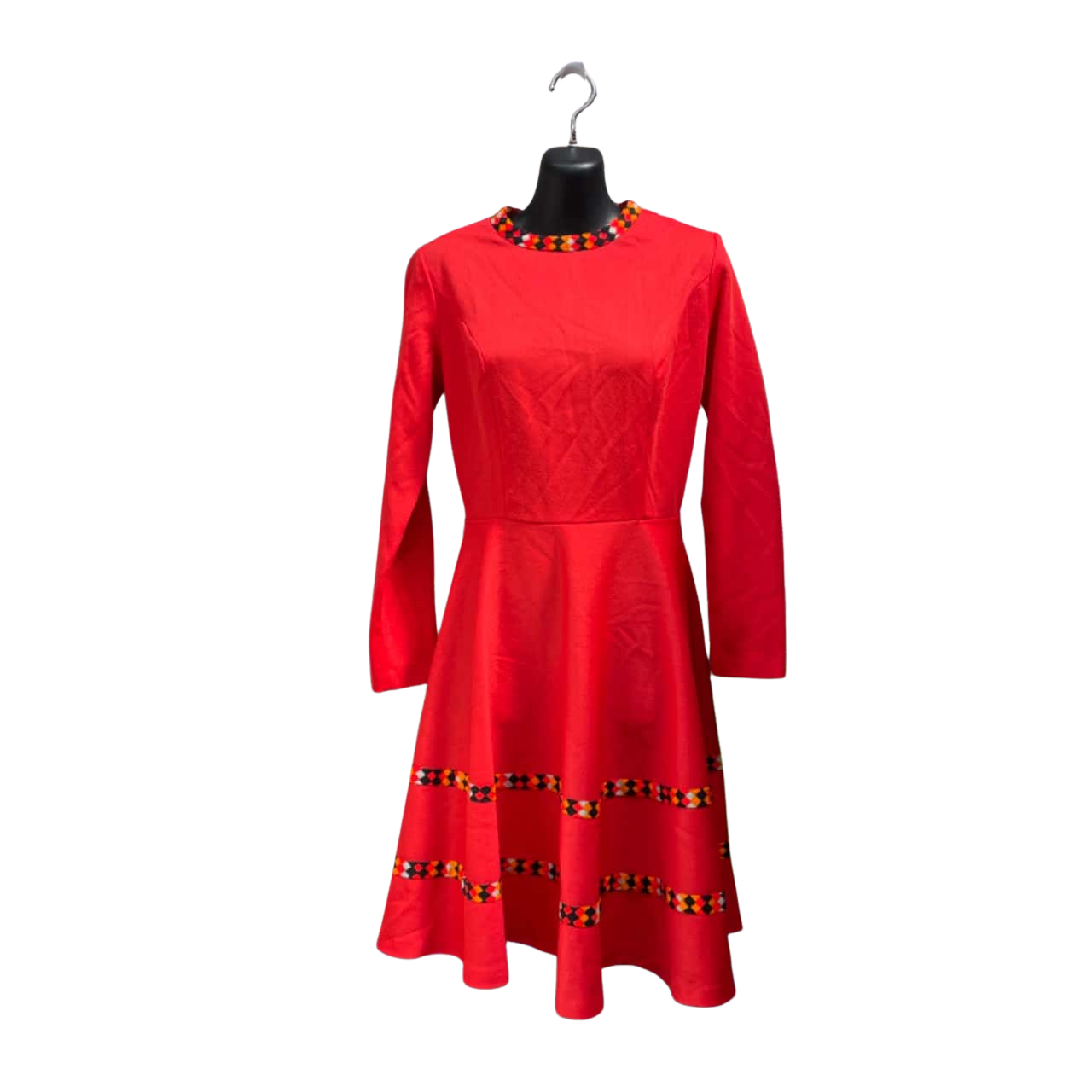 Vintage Crimpoline Home Sewn Red Dress Size 12