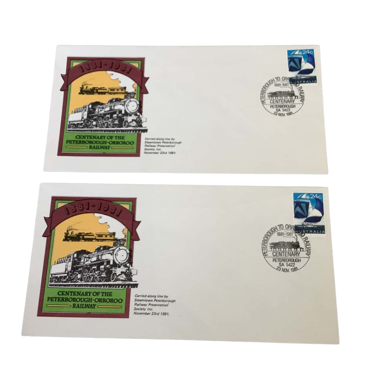 2 x First Day Cover 1881-1981 Centenary of the Peterborough -Orroroo ...