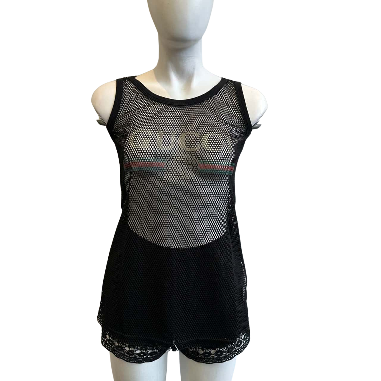 Gucci Women's Size S Mesh Tank Top Black (s)