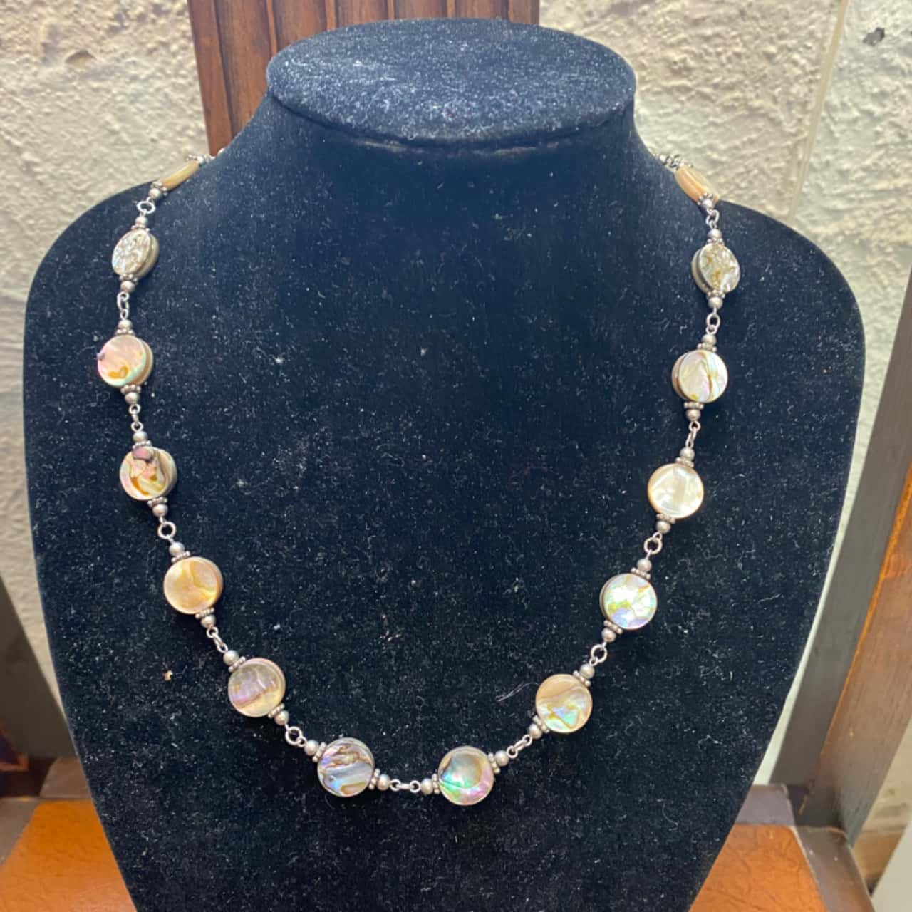 Paua Shell Discs & Silver Tone Necklace(s)