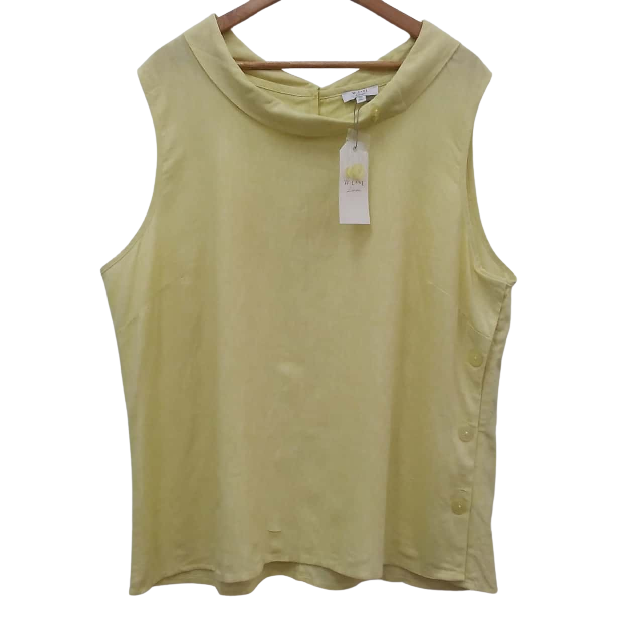 NWT W.LANE Womens 20 Yellow Linen Button Tank Top (15, 444)(s)
