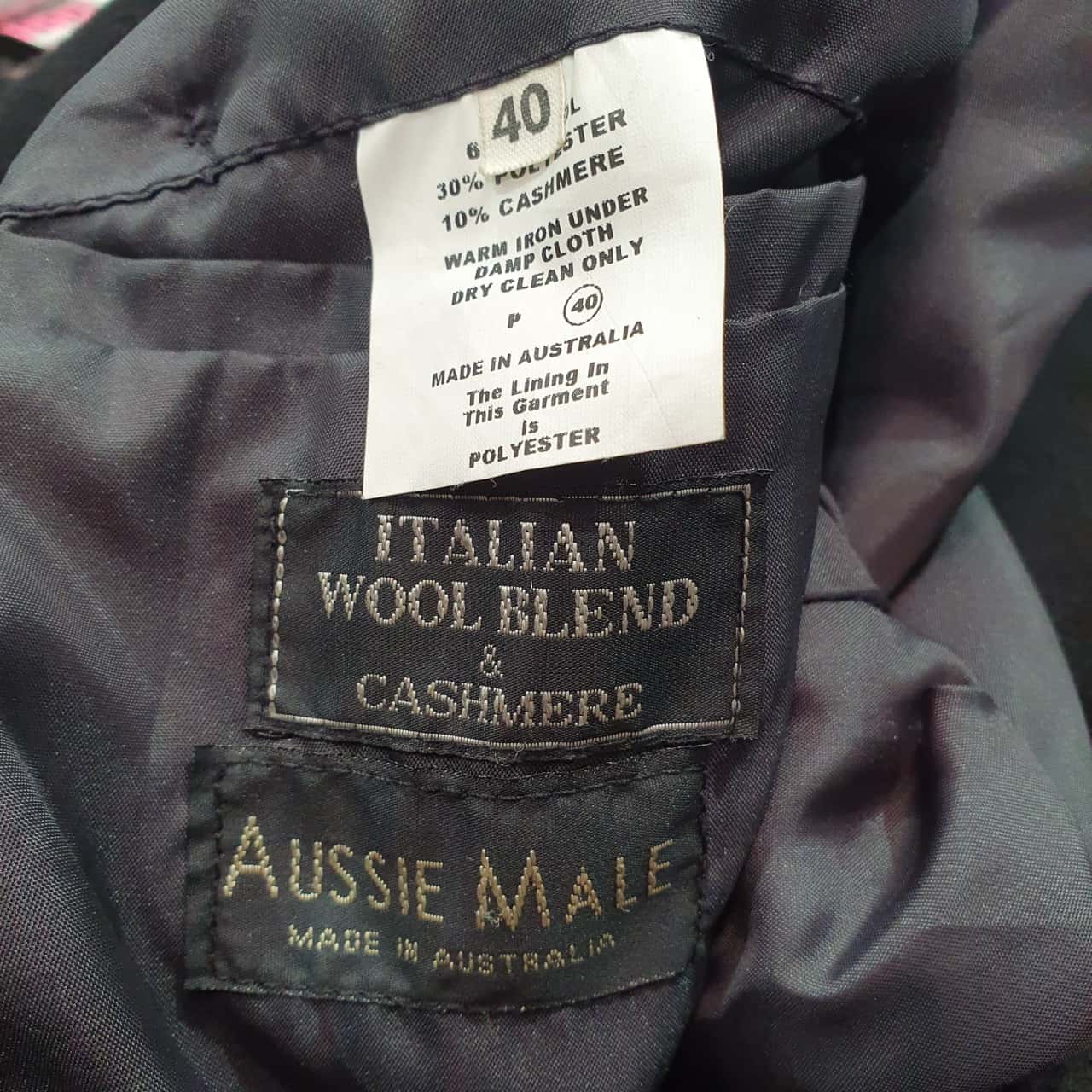Aussie Male Mens Size 40 Winter Coat Black
