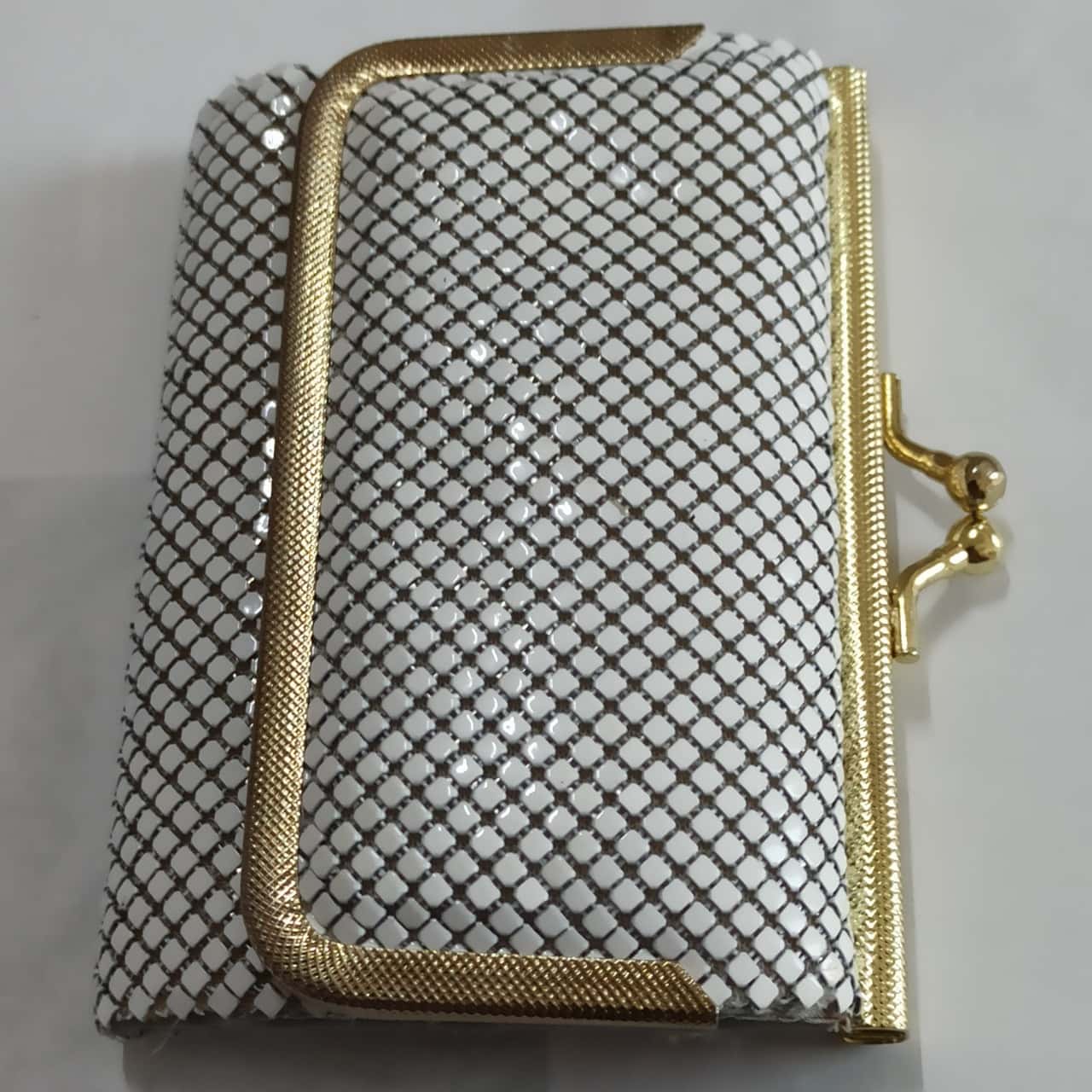 Womens White Glo mesh Style purse for cards and coins. Coin section ...