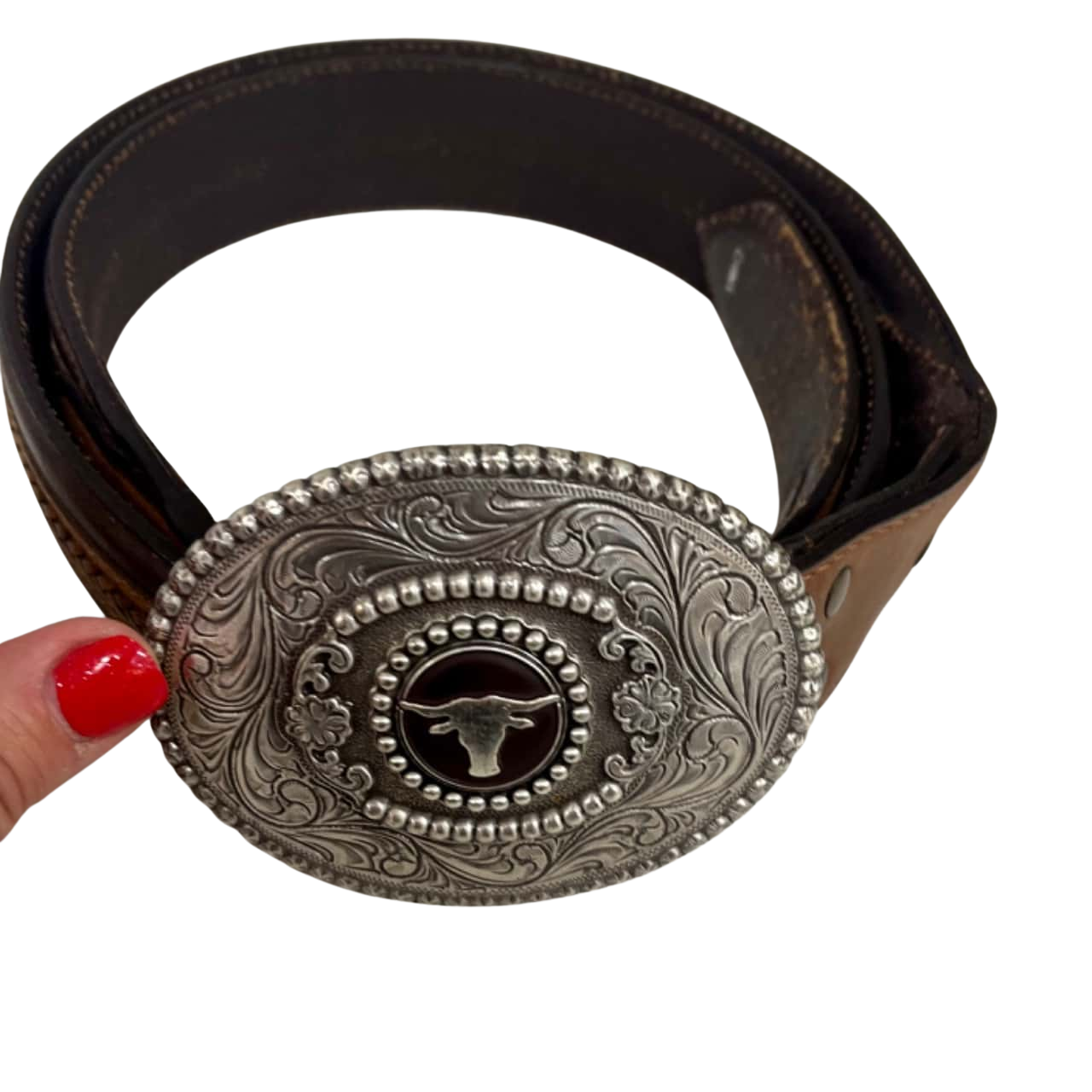 Nocona leather Belt W/belt buckle(s)