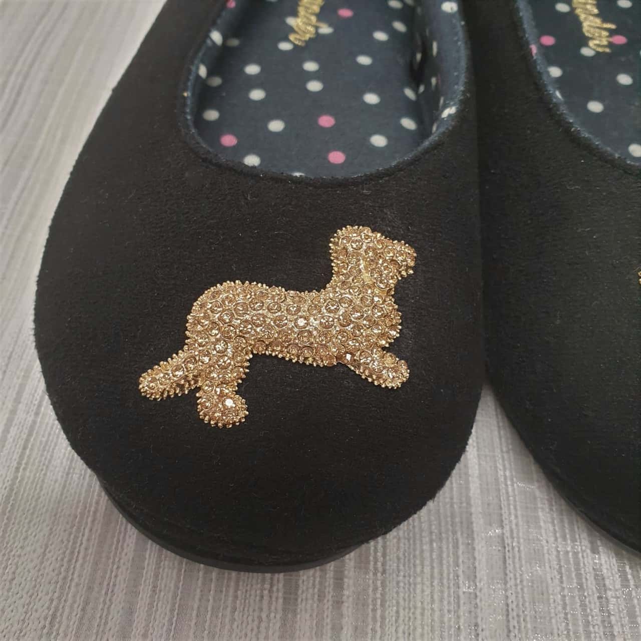 Peter Alexander Black Womens Couture Slippers / Shoes with Sparkle ...