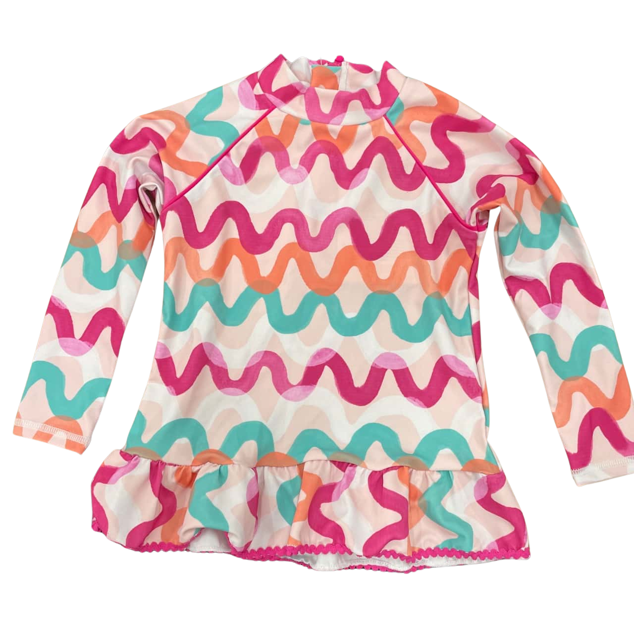 Cancer Council Kids Rashie Top Multicoloured / Pink / Teal Size 2 (s)