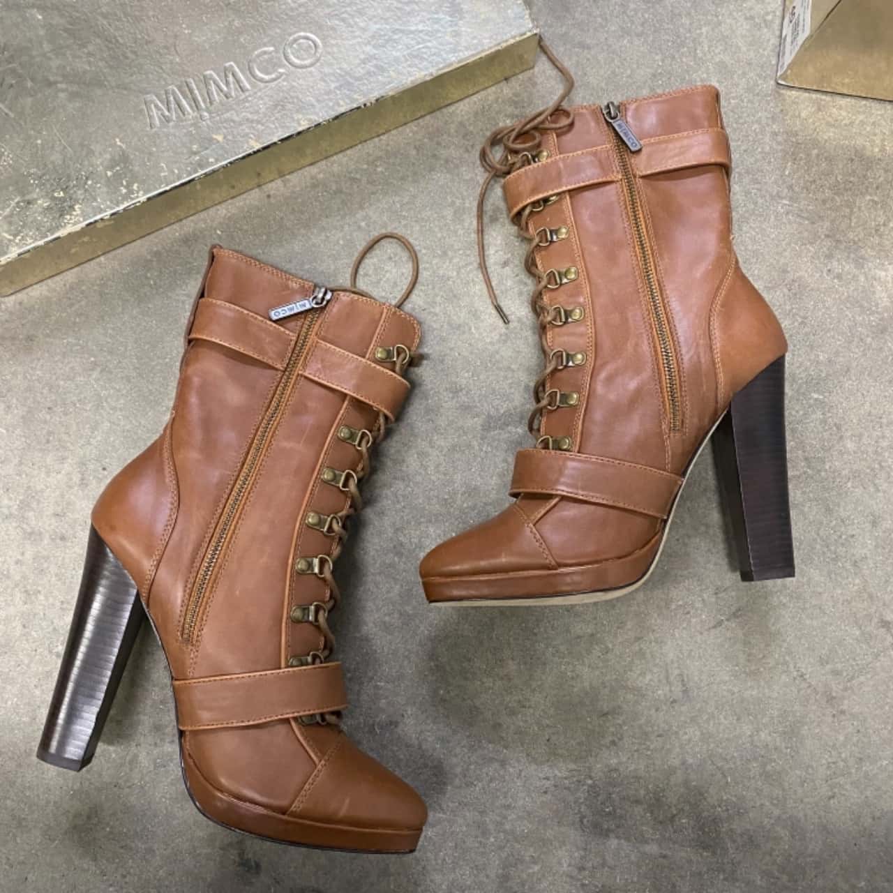 Mimco Womens Size 40 Brown Edward Lace-Up Boot *BRAND NEW*(s)