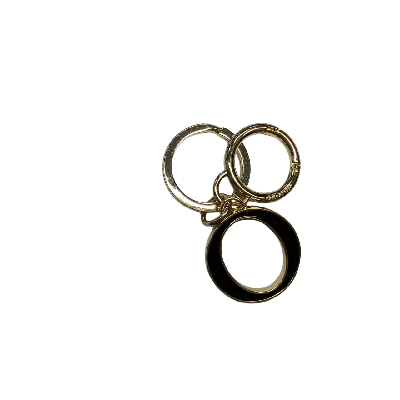 Oroton Gold Keyring with Black Enamel “O”