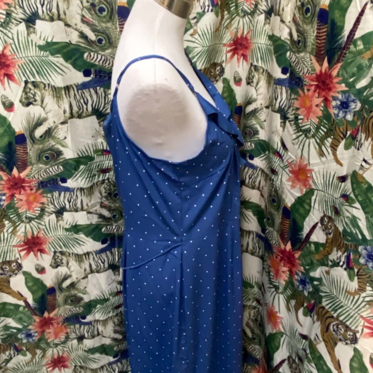 Womens Vero Moda Size XXL Shoestring Strap Dress Blue /White/Polka Dot