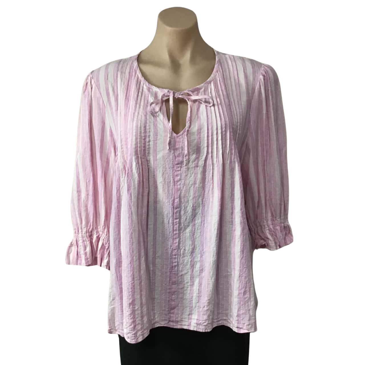 Sussan Womens Size 14 Pink / White / Purple Striped Linen Blend 3/4 ...