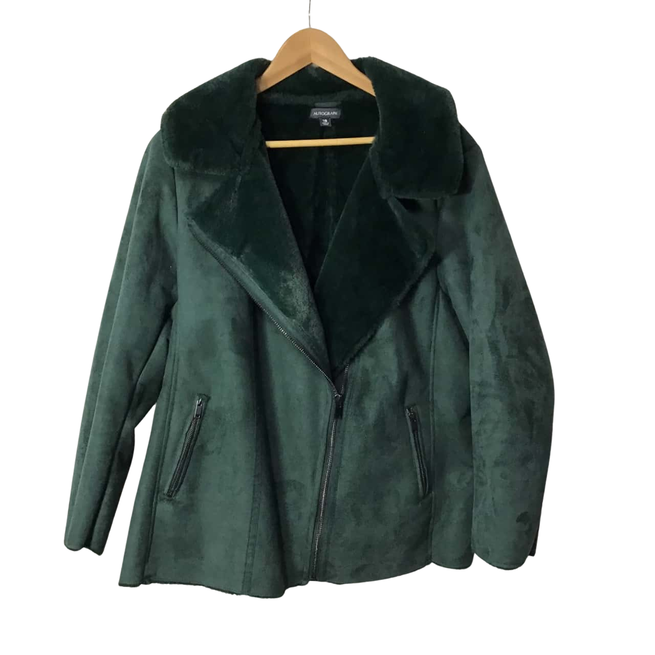 Autograph Womens Size 18 Bottle Green Fleece Lined Biker Jacket (s)
